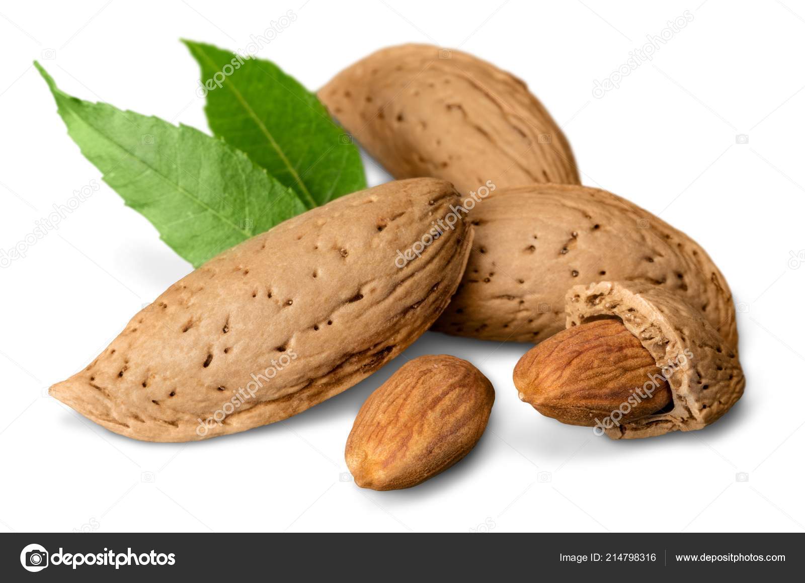 Pile Almonds Peel Isolated White Background Stock Photo By ...