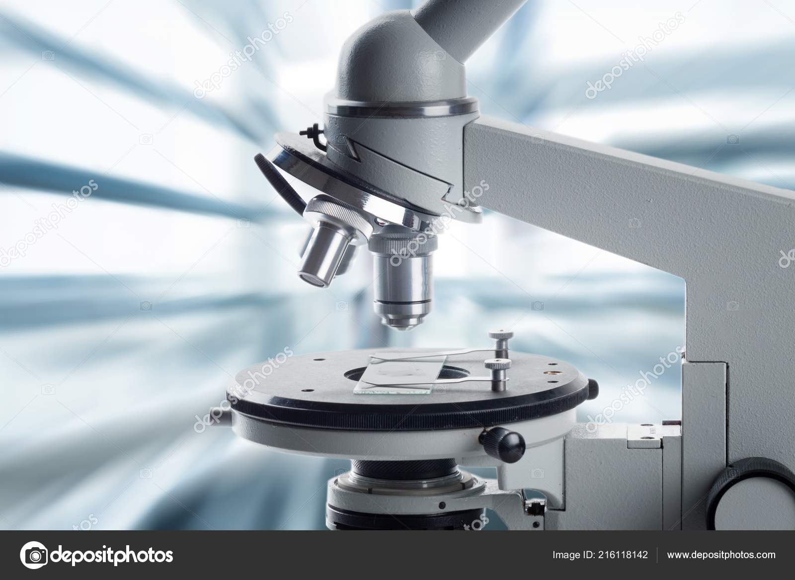 One Medical Microscope Isolated Background Stock Photo by ...