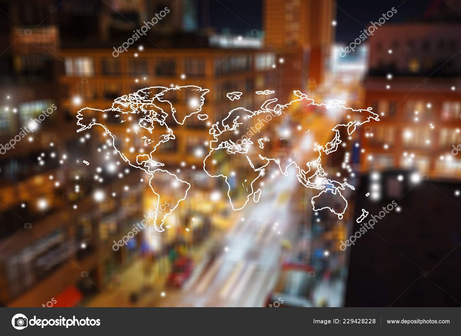 World Map Night Cityscape Background Stock Photo by ©billiondigital ...