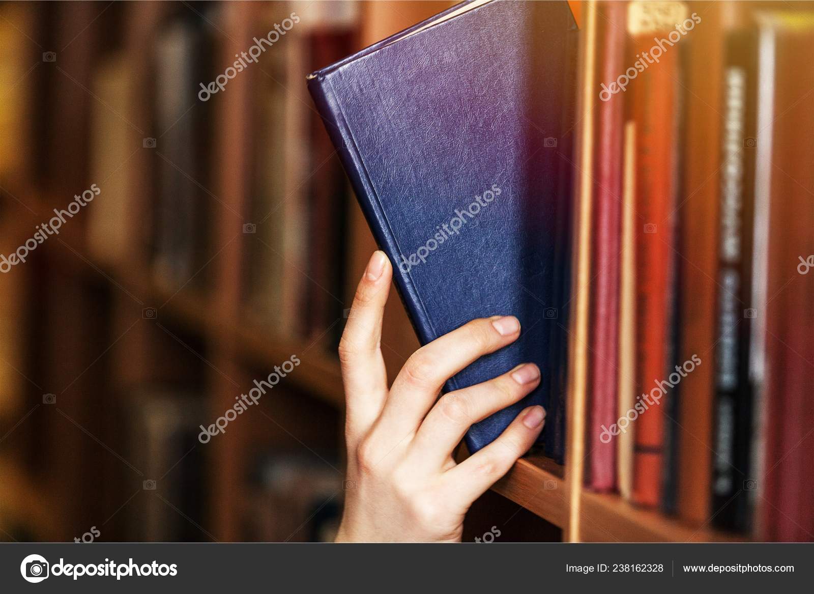 Female Hand Taking Shelf Library Stock Photo by ©billiondigital 238162328