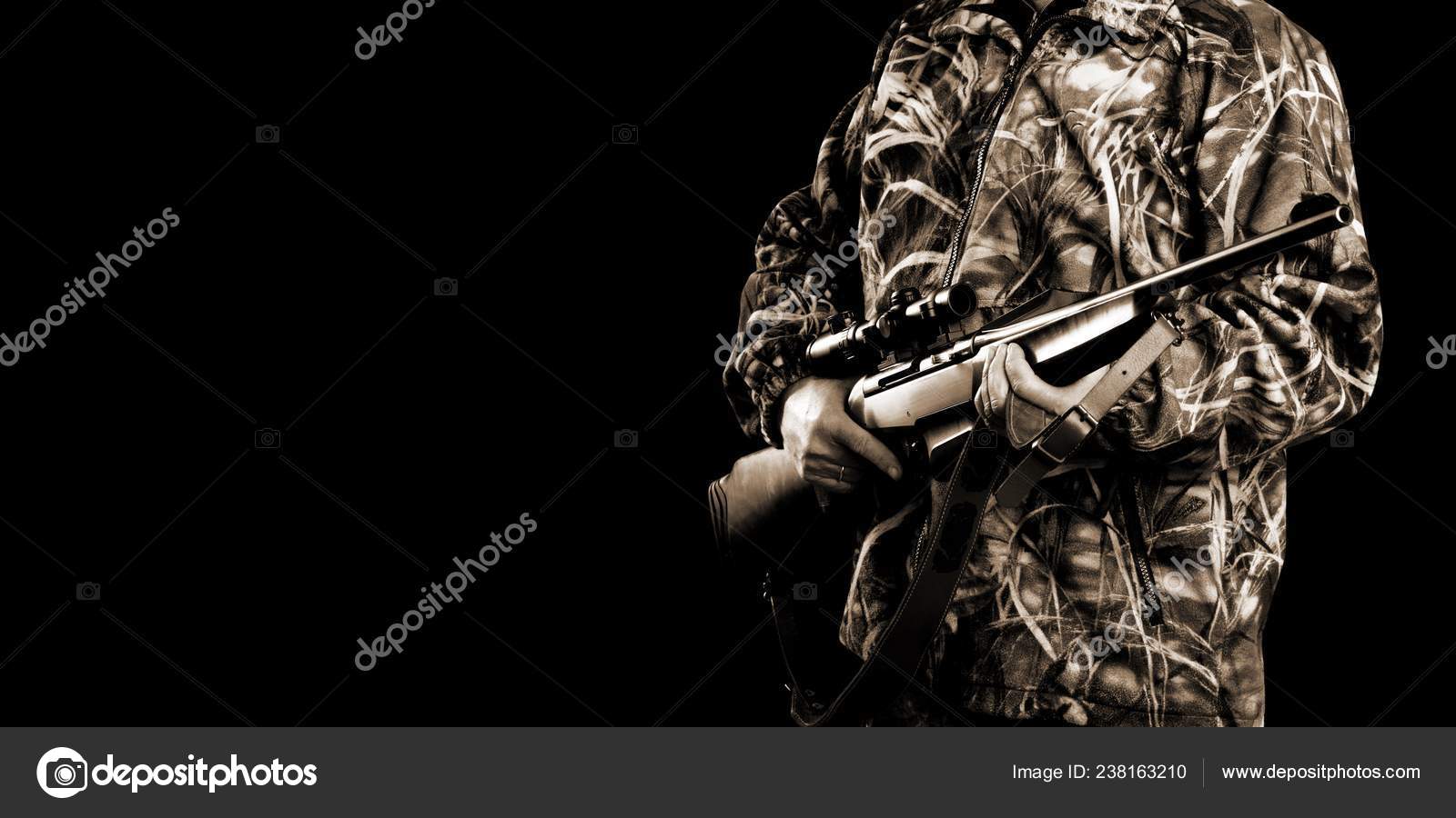 Male Hunter Rifle Background — Stock Photo © billiondigital #238163210