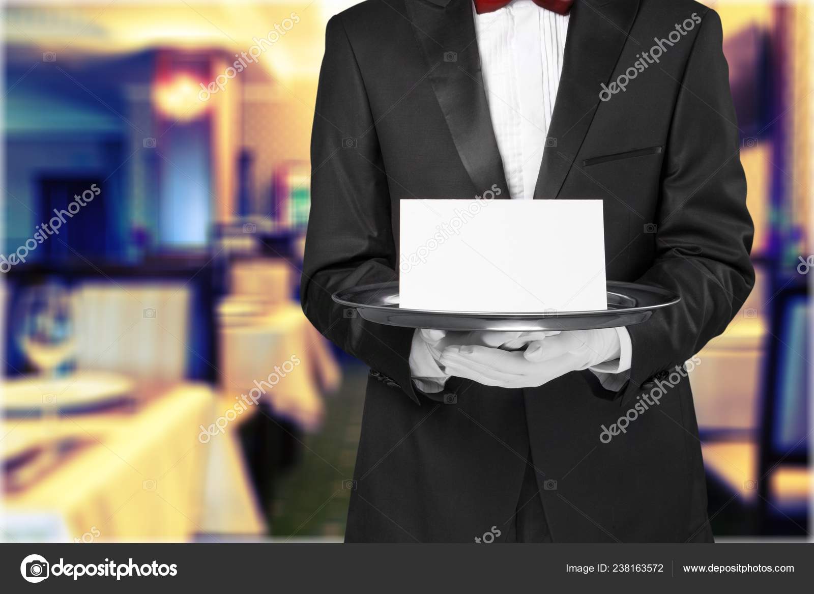 Waiter Holding Note Card Close View Stock Photo by ©billiondigital ...