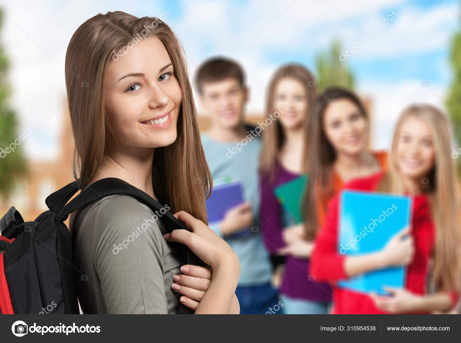 Group Students Books Smiling Camera — Stock Photo © billiondigital ...