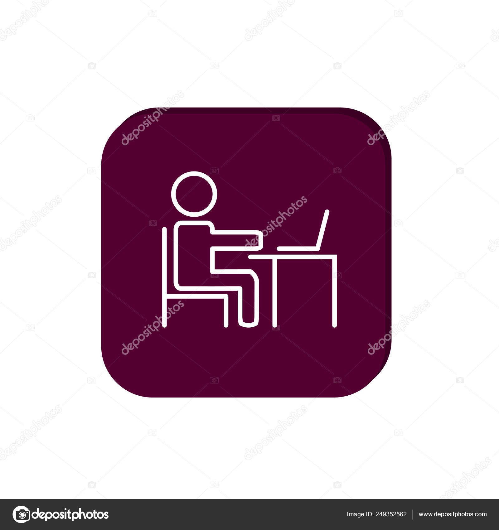 Man Table Laptop Icon Outline Vector Illustration Stock Vector Image by ...