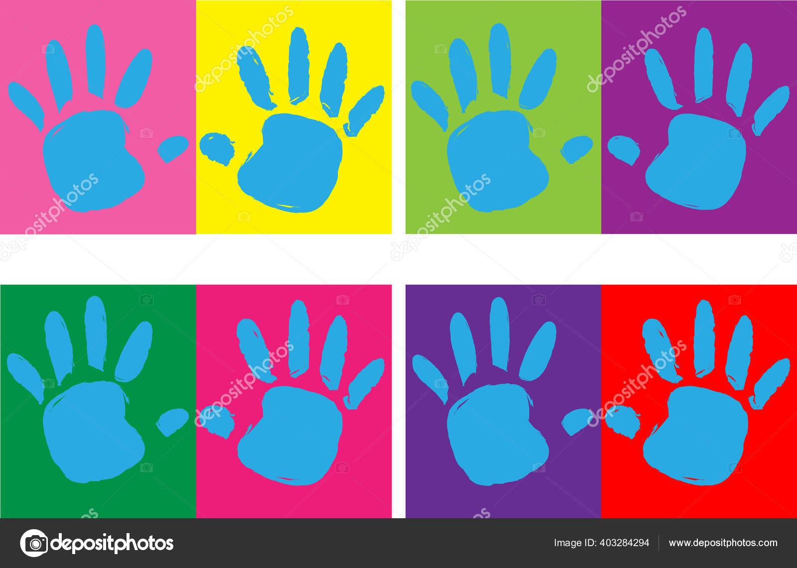Set Colorful Human Hands Prints Isolated White Background Close View ...