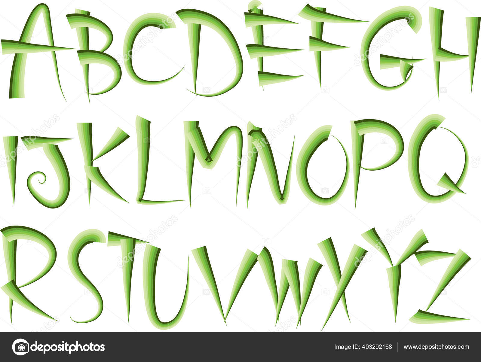 Cartoon Decorative Alphabet Isolated White Background Vector ...
