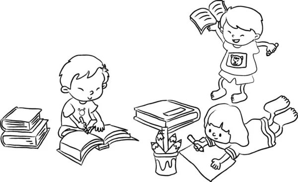 Children Doing Homework Clipart Black