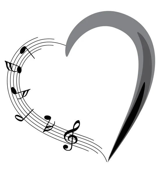 Logotipo de la nota musical de corazón Imágenes Vectoriales, Gráfico ...
