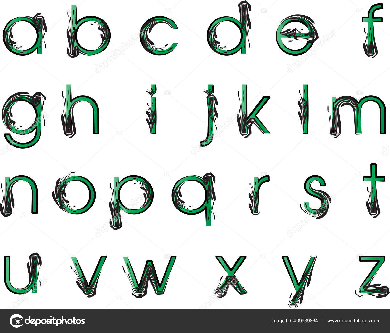 Cartoon Decorative Alphabet Isolated White Background Vector ...