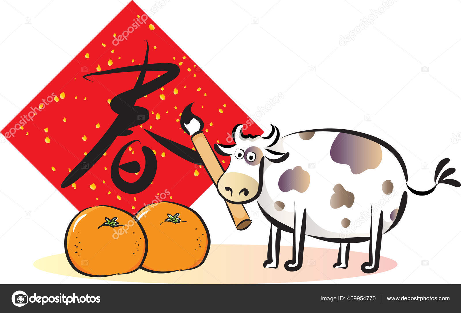 Templat Kartu Kartun Dengan Sapi Lucu Ilustrasi Vektor Vektor Stok oleh ...