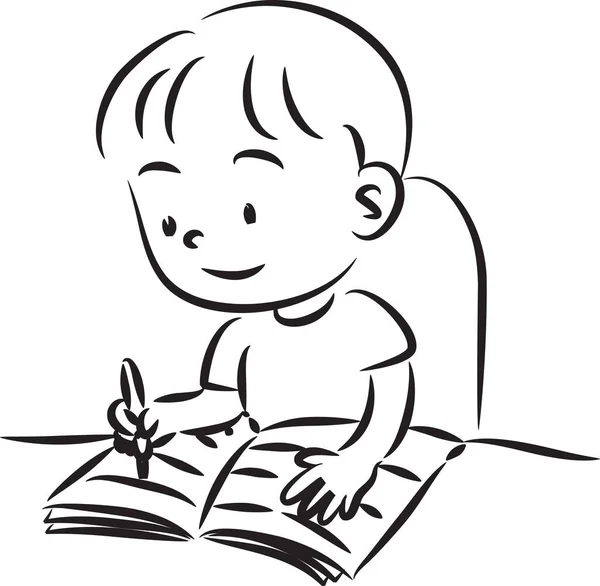 Anak Kartun Menulis Dengan Pena Terisolasi Pada Latar Belakang Putih ...