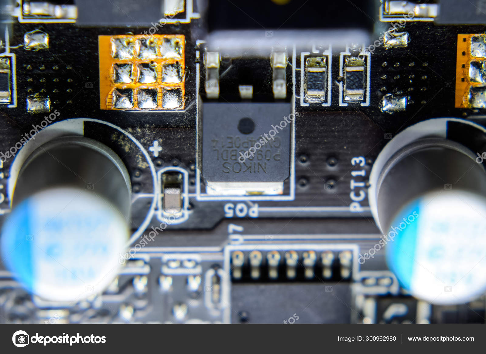 Electronic board with electrical components. Electronics of computer ...