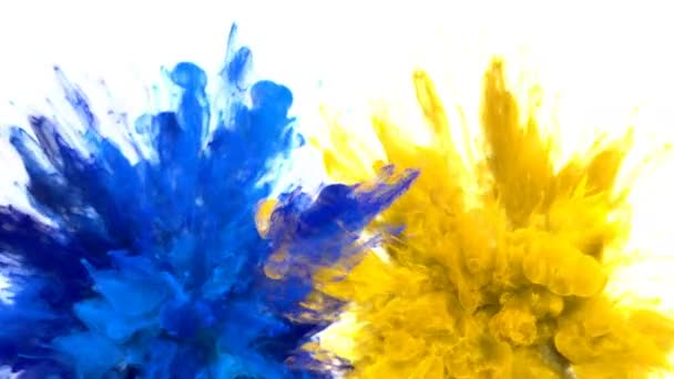 Yellow Blue Color Burst Multiple colorful smoke explosions fluid ...