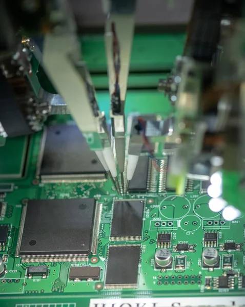 Factory for the production of microchips. CNC machine with needles ...