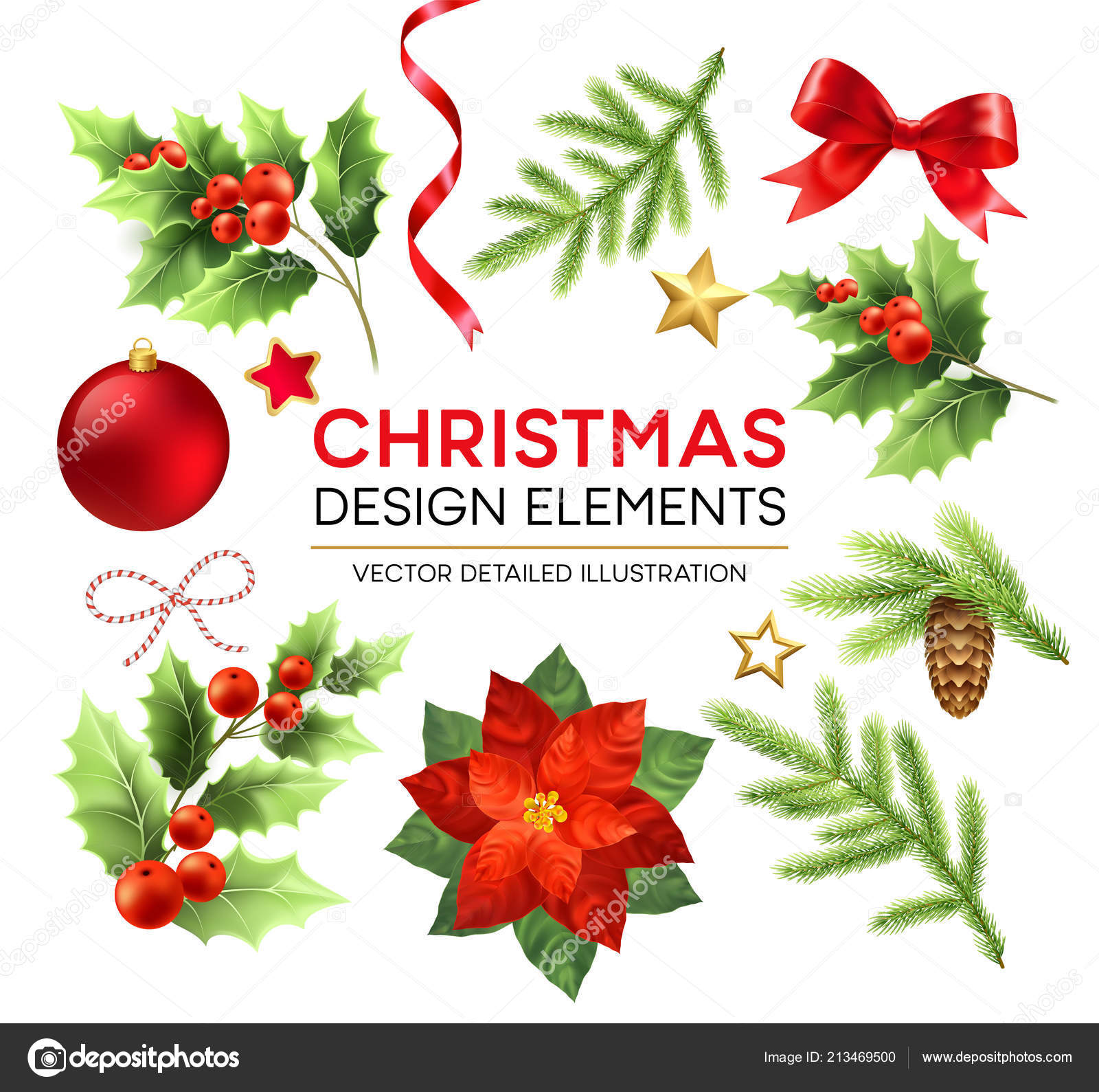 Christmas design elements set Stock Vector by ©Vik_Y 213469500