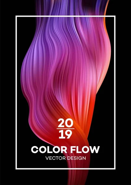 Modern colorful flow poster. Wave Liquid shape in blue color background ...