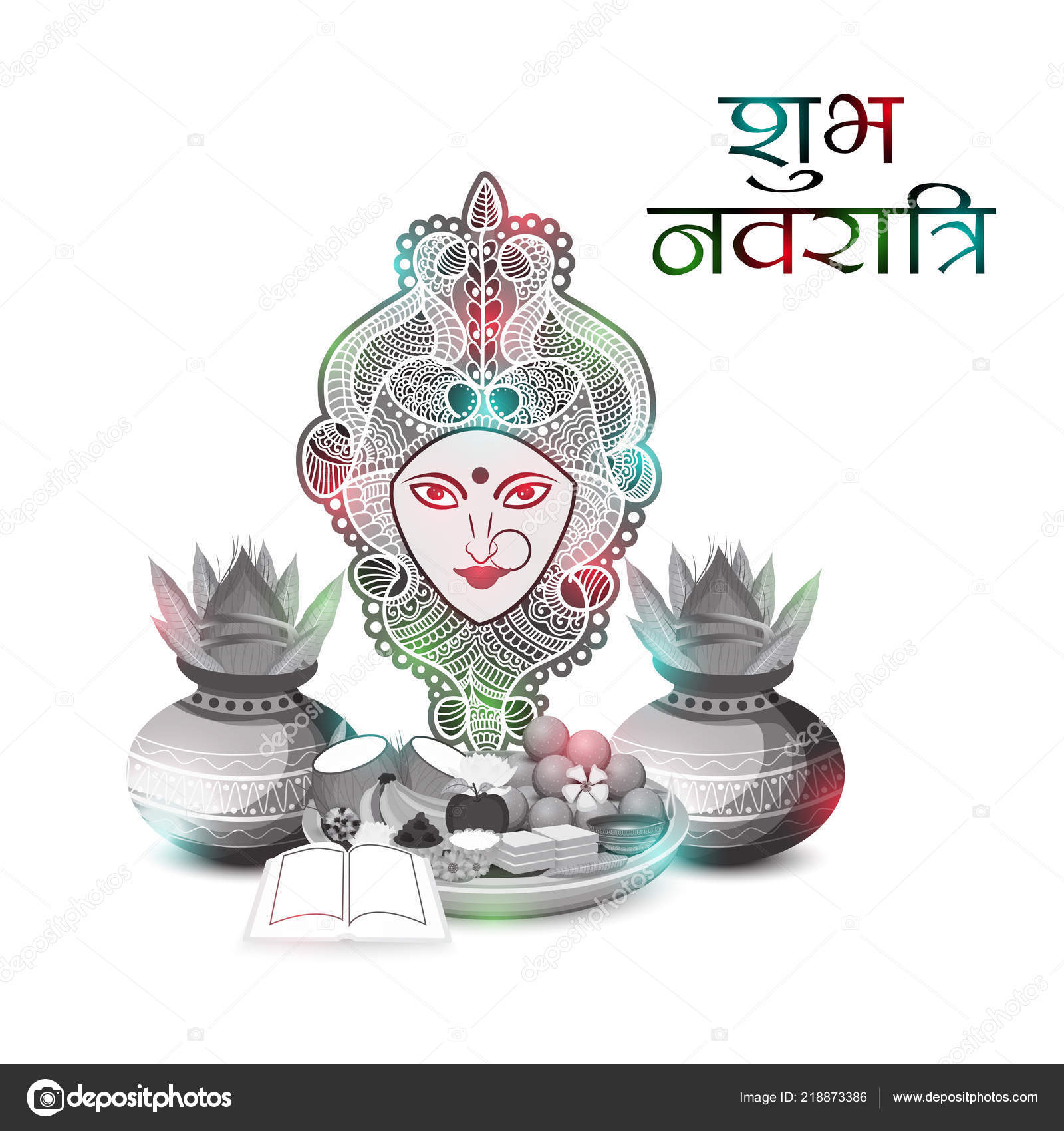 Vector Illustration Background Happy Navratri Celebration Stock Vector ...