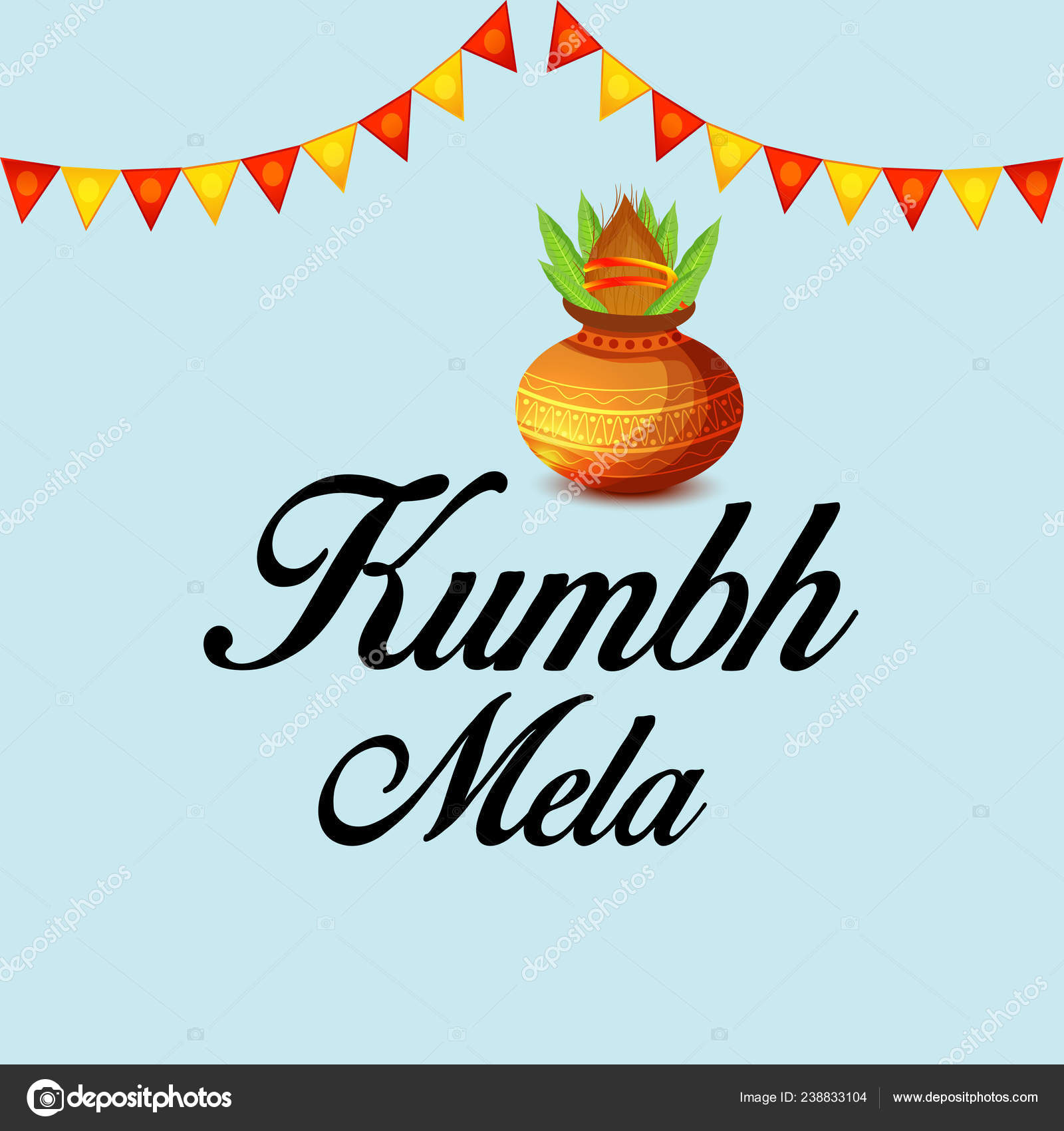 Vector Illustration Background Kumbh Mela Festival Pryagraj India Hindi ...