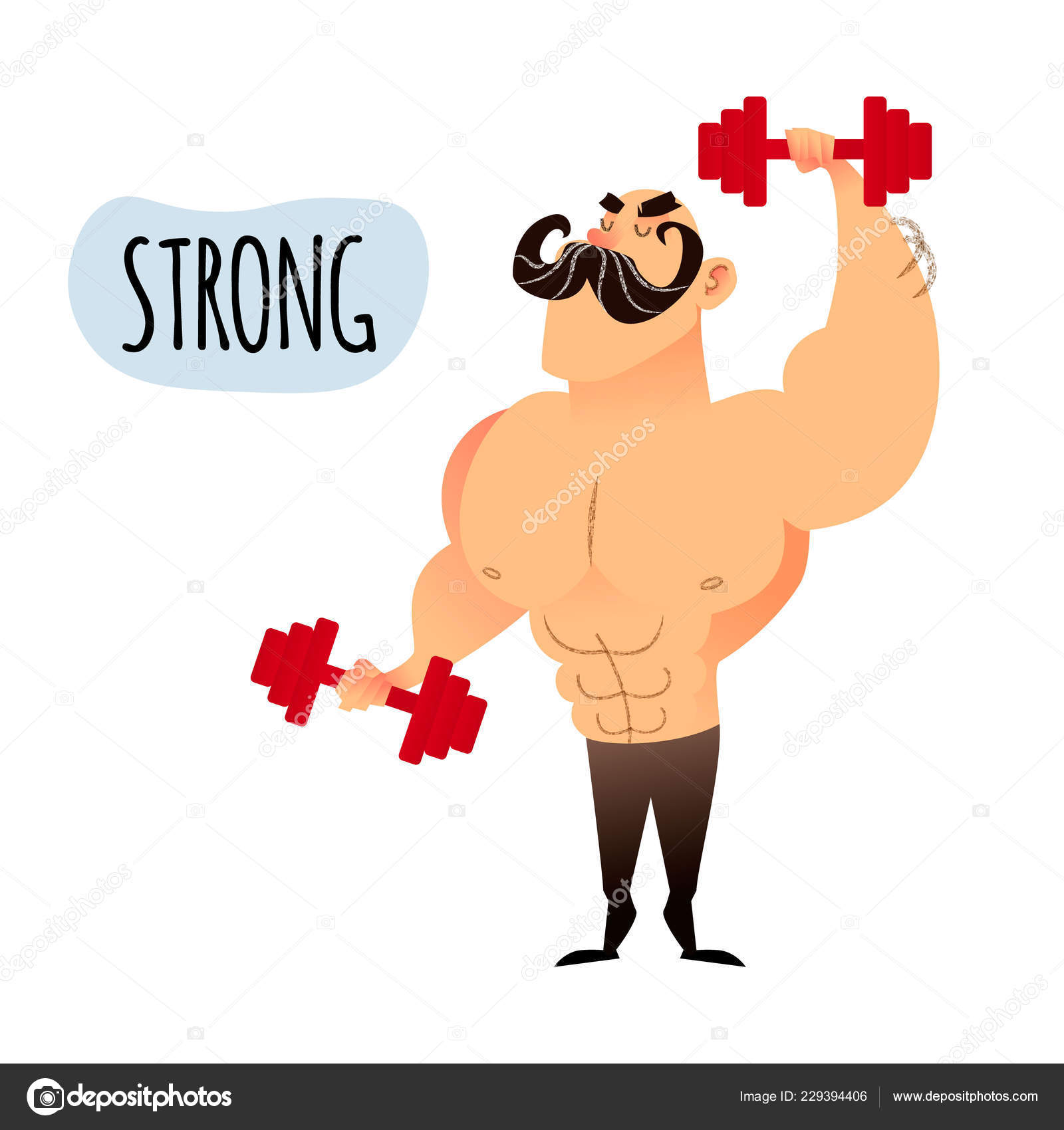 Strong muscular man. Funny athletic bodybuilder guy. Stock Illustration ...
