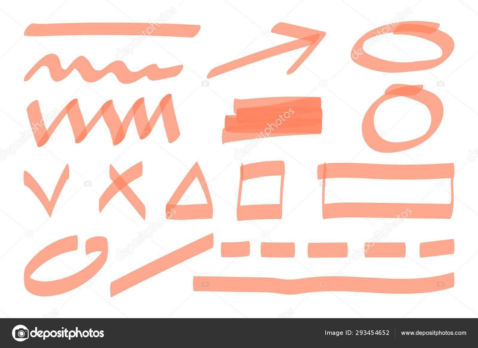 Marker highlighter elements. Hand drawn shape line Stock Vector Image ...
