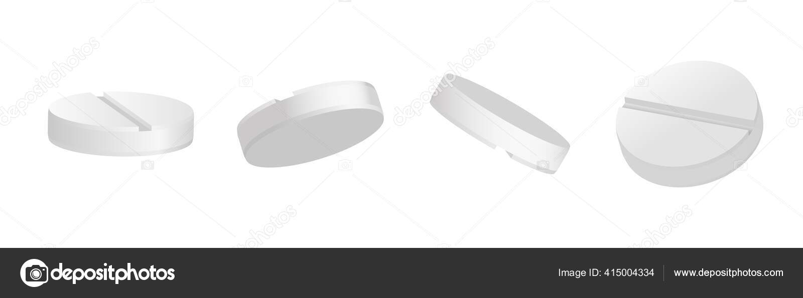 Falling tablet. Round realistic pill. Medicine tablets vitamins and ...