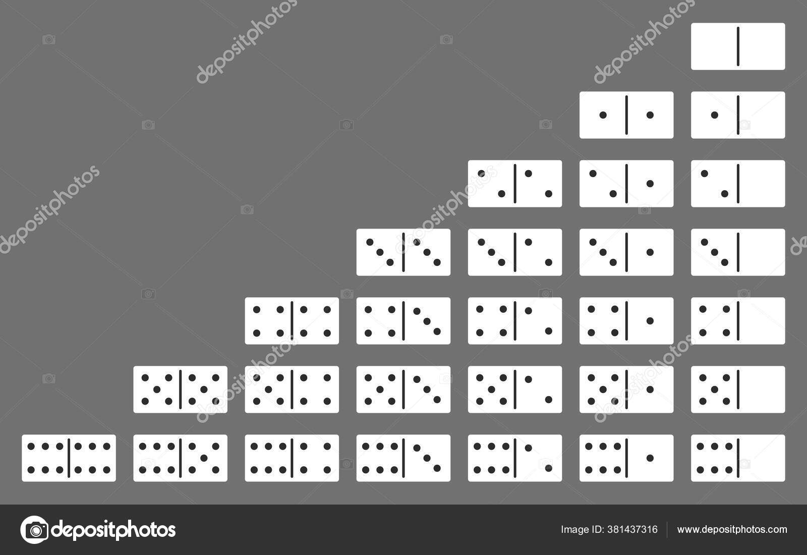 Vector Domino icon full big set. Black and white color board game ...