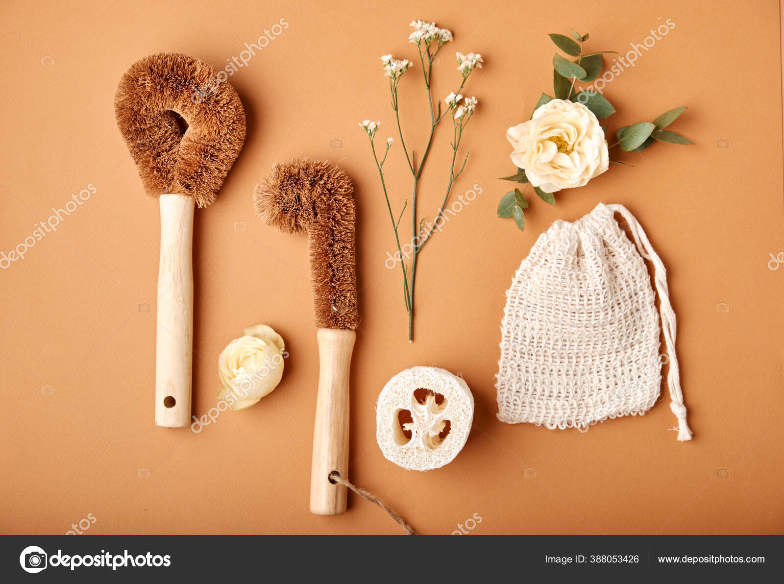 Eco friendly natural cleaning tools and products. Zero waste concept ...