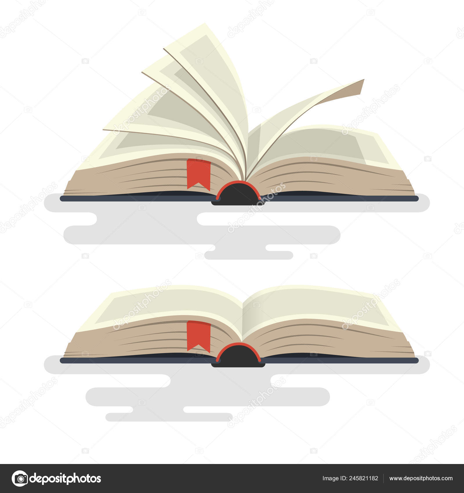 Clipart Pagine Libro Aperto Vettoriale StockSet Icone Vettoriali Libro