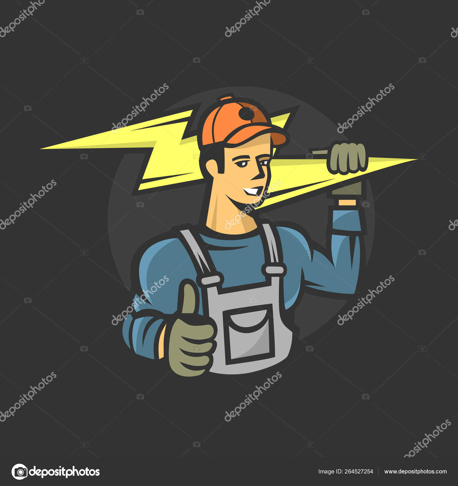 Electrician man,logo vector. Stock Vector by ©goodgraphic 264527254