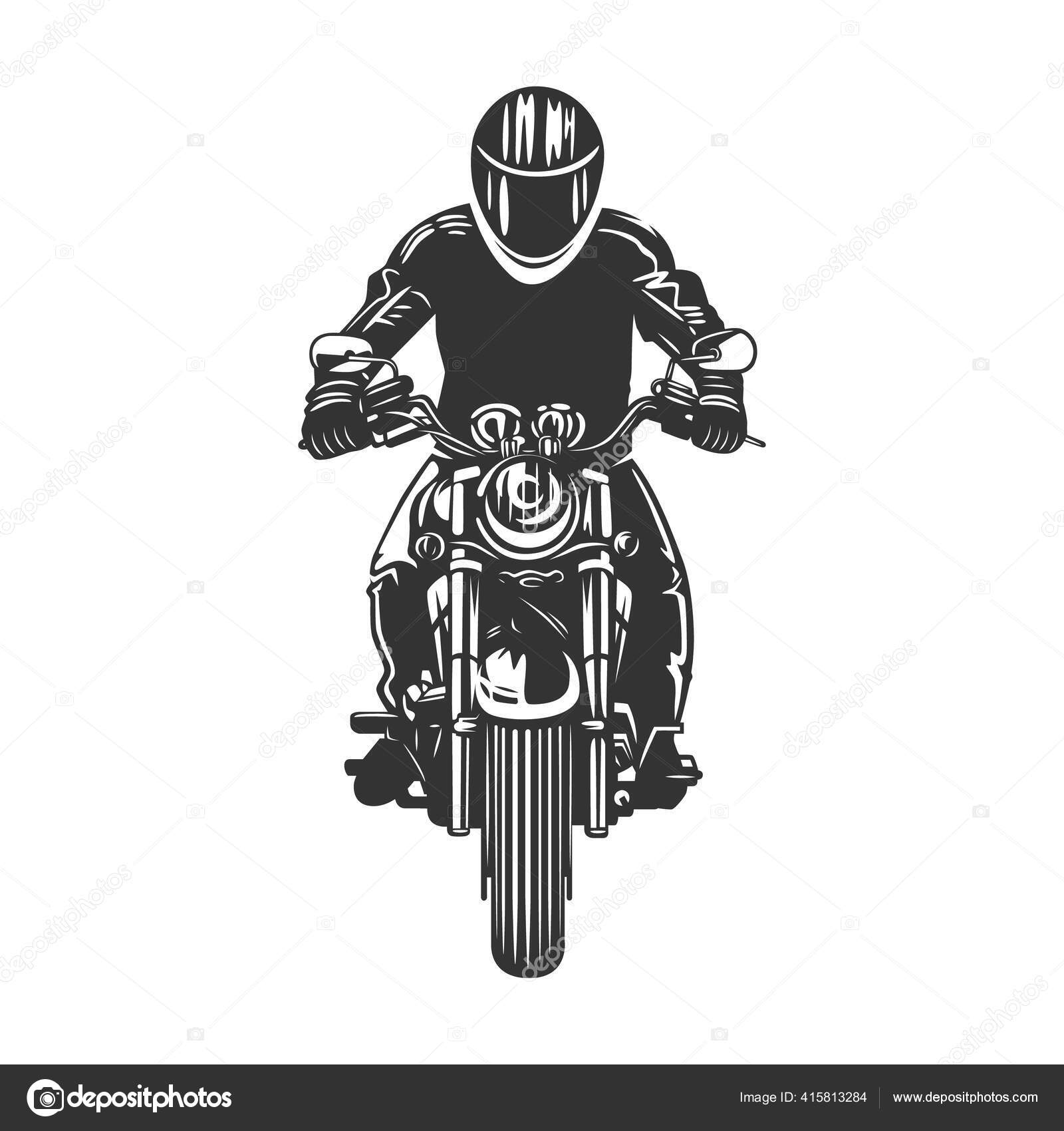 Chopper Motorcycle Front View Isolated White Background Black White ...
