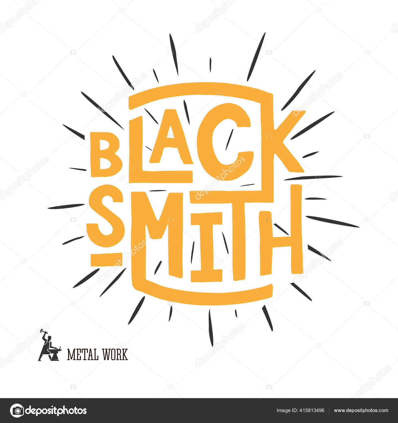 Blacksmith Lettering Logo Design Vector Illustration Stock Vector Image ...