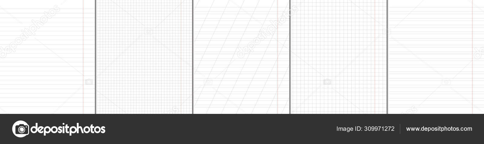 School notebook vertical paper sheets pattern set. Stock Vector Image ...