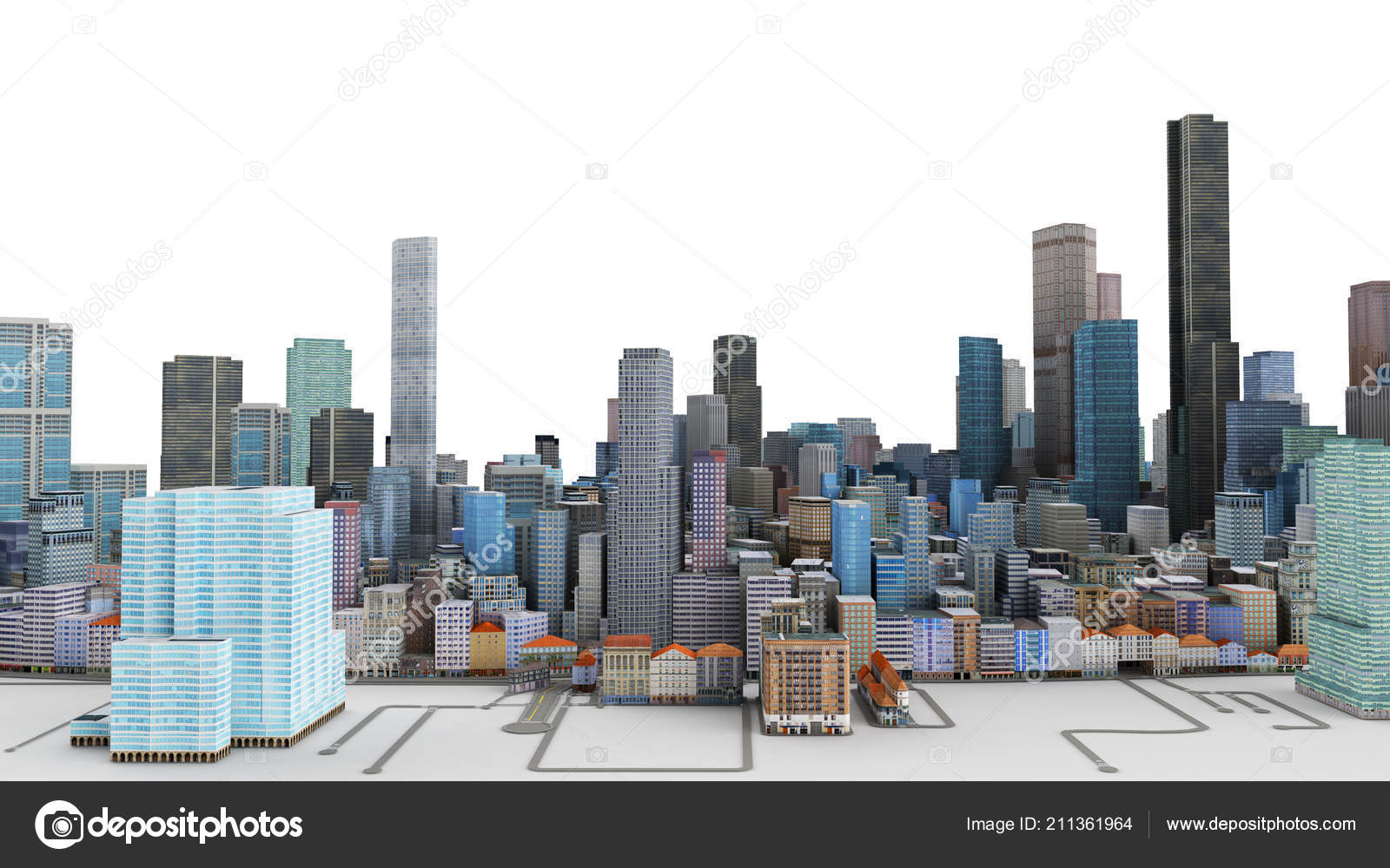 Architectural Model Illustration Large City White Background Stock ...