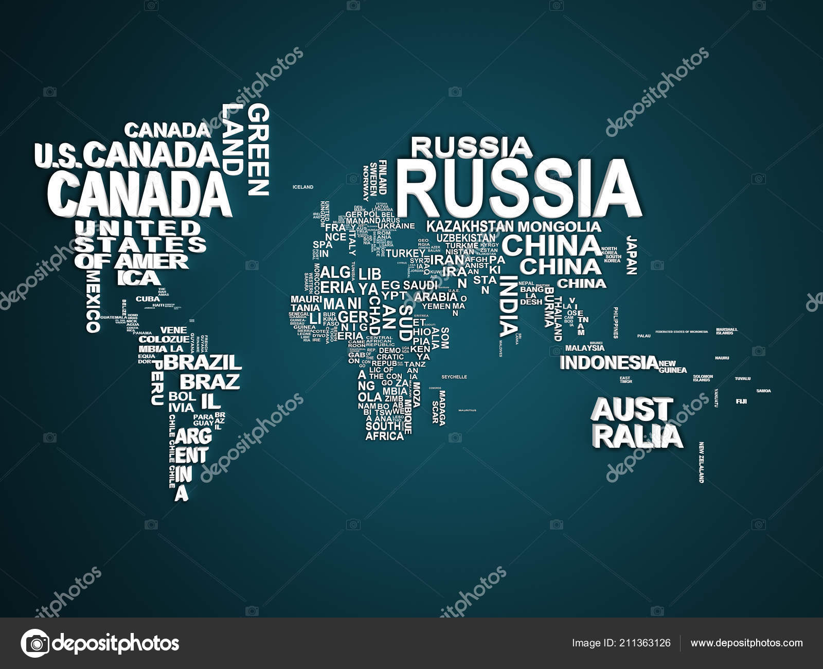 Mapa Mundo Com Todos Estados Seus Nomes Ilustração Azul — Foto ...