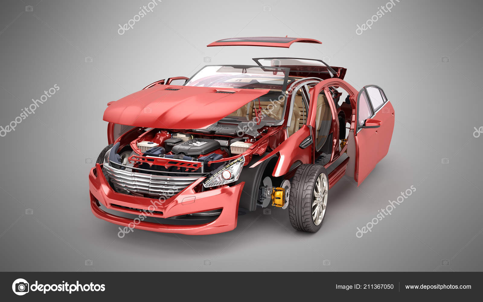 Details Red Car Grey Gradient Background Render Stock Photo by ...