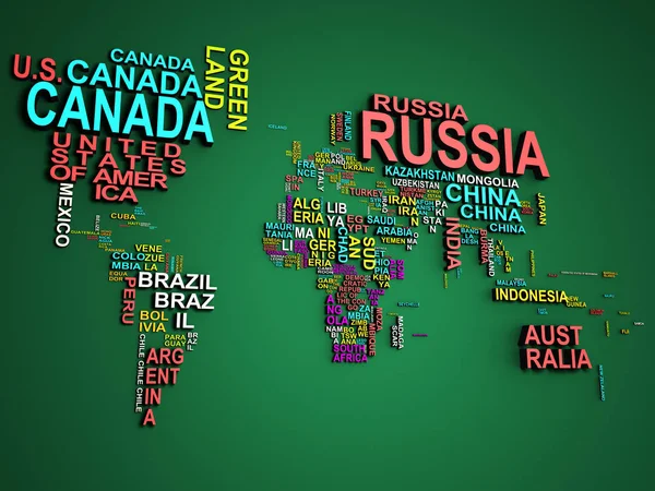 The world map with all states and their flags 3d illustration Stock ...
