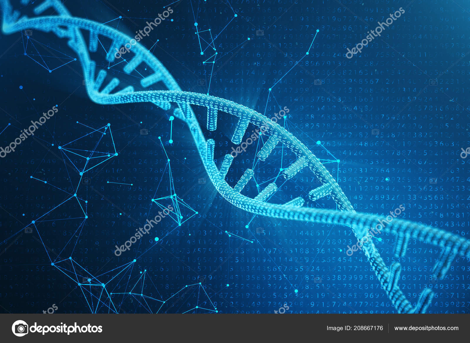 Digital DNA molecule, structure. Concept binary code human genome. DNA ...