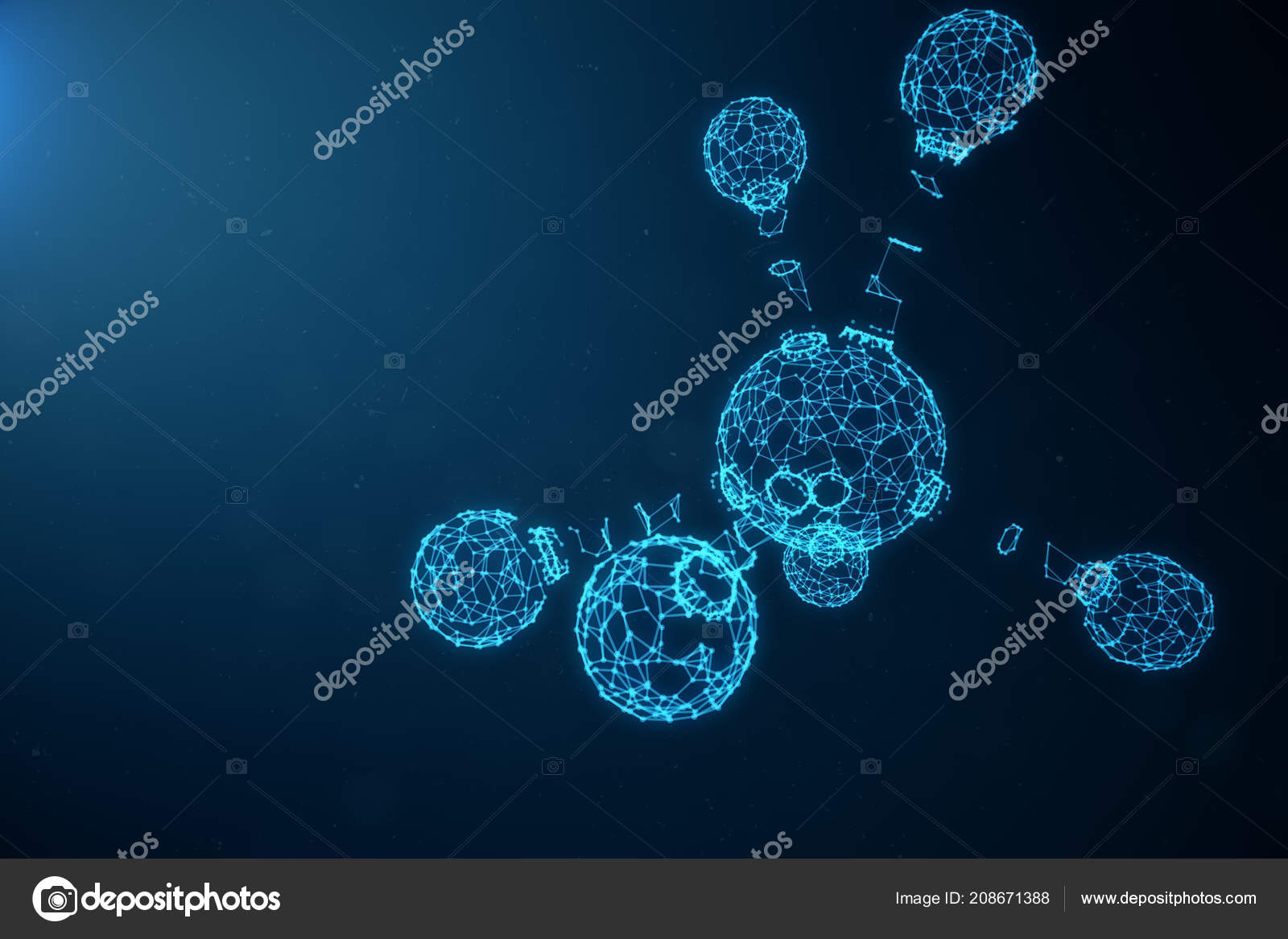 Digital atoms structure. Science or medical background with molecules ...