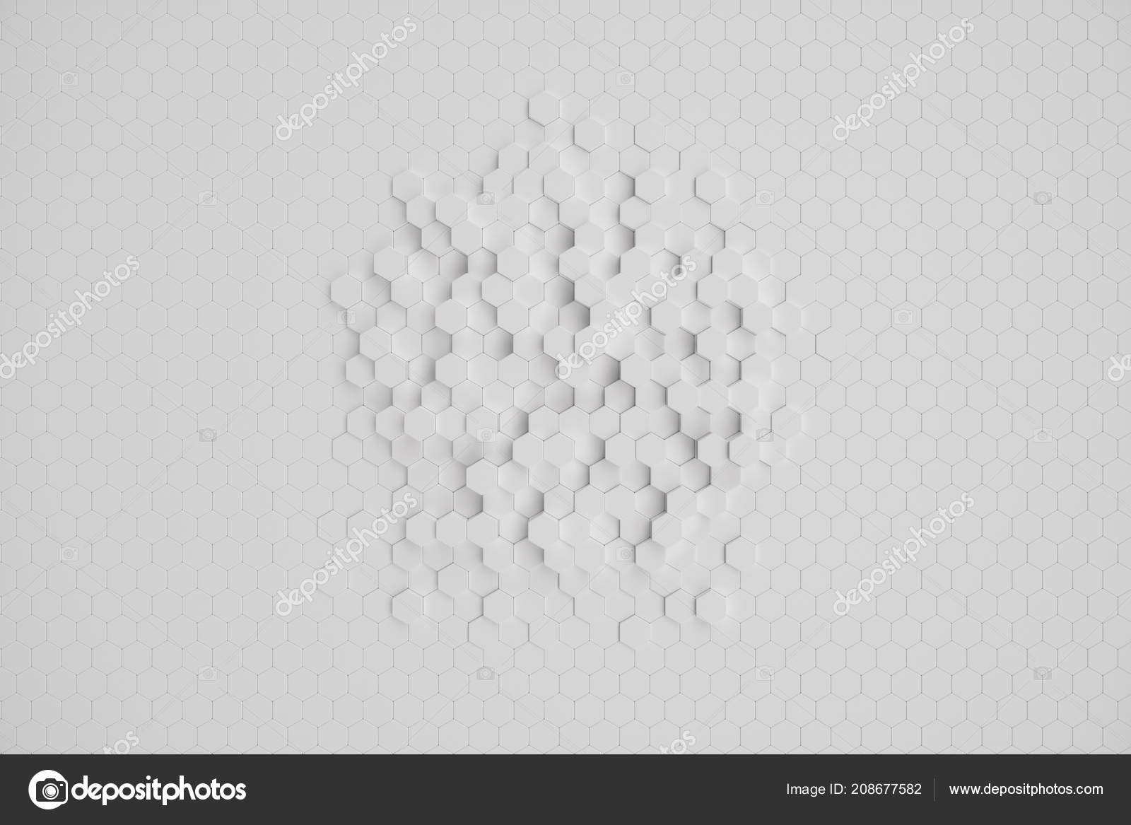 3D illustration white geometric hexagonal abstract background. Surface ...