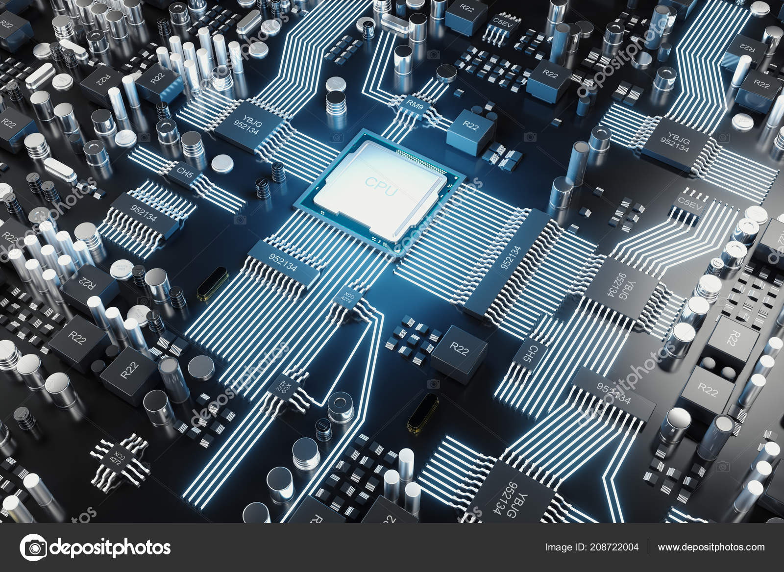Circuit board. Technology background. Central Computer Processors CPU concept. Motherboard ...
