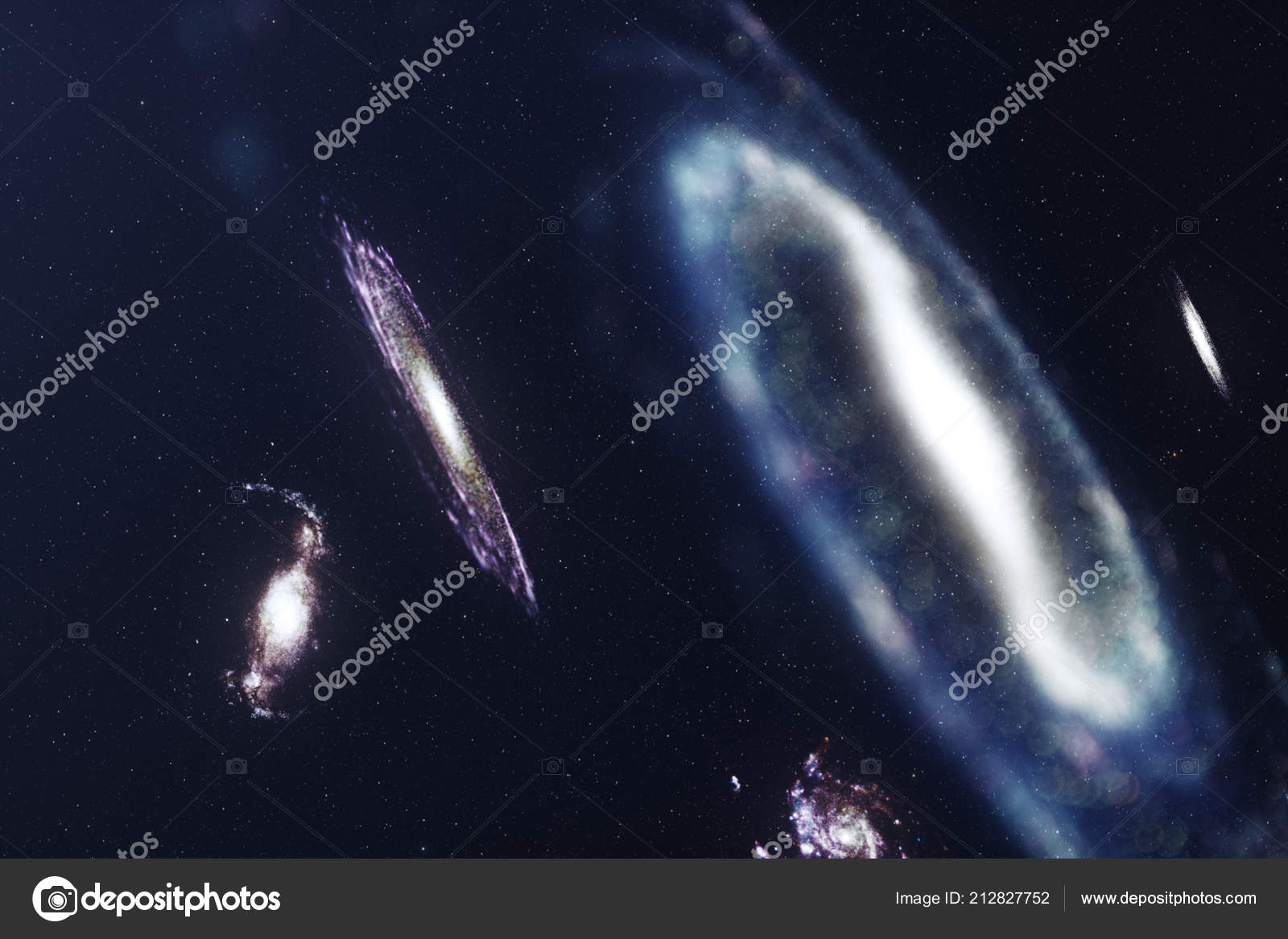3D illustration galaxy in deep space. Spiral galaxy consisting of star ...