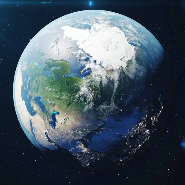 Rendering Earth Close View Top View Space Planet Earth Space — Stock ...