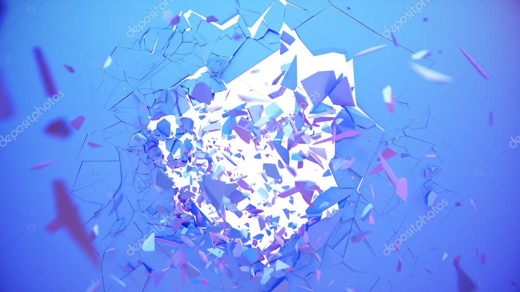 Pared rota color pastel-violeta oscuro. La pared se rompe en miles de ...