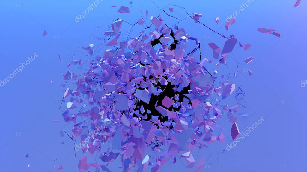 Pared rota color pastel-violeta oscuro. La pared se rompe en miles de ...