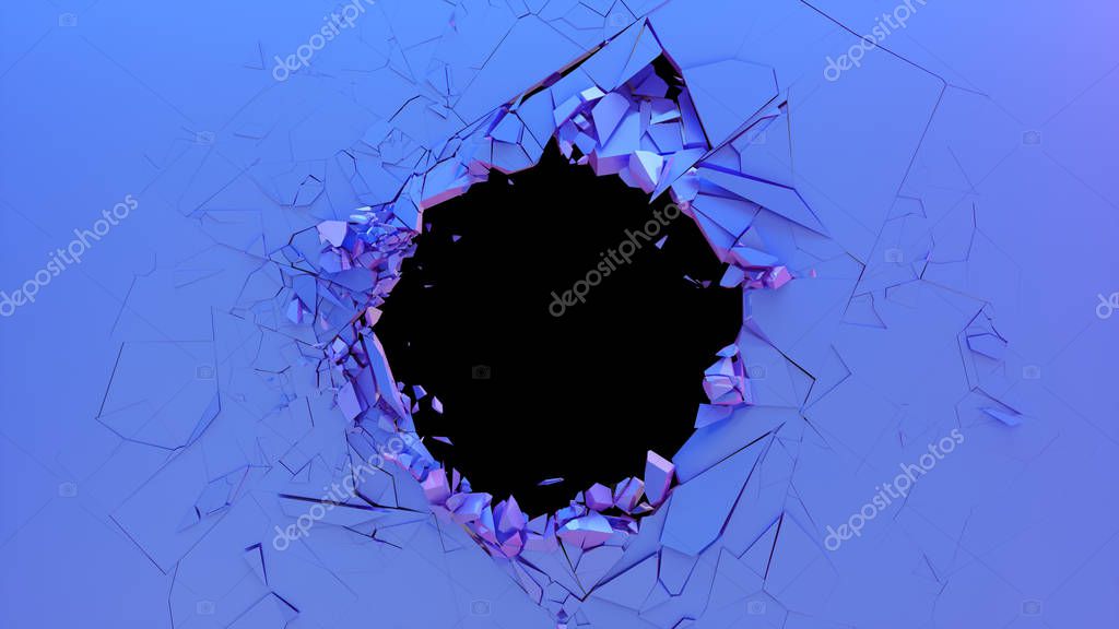 Pared rota color pastel-violeta oscuro. La pared se rompe en miles de ...