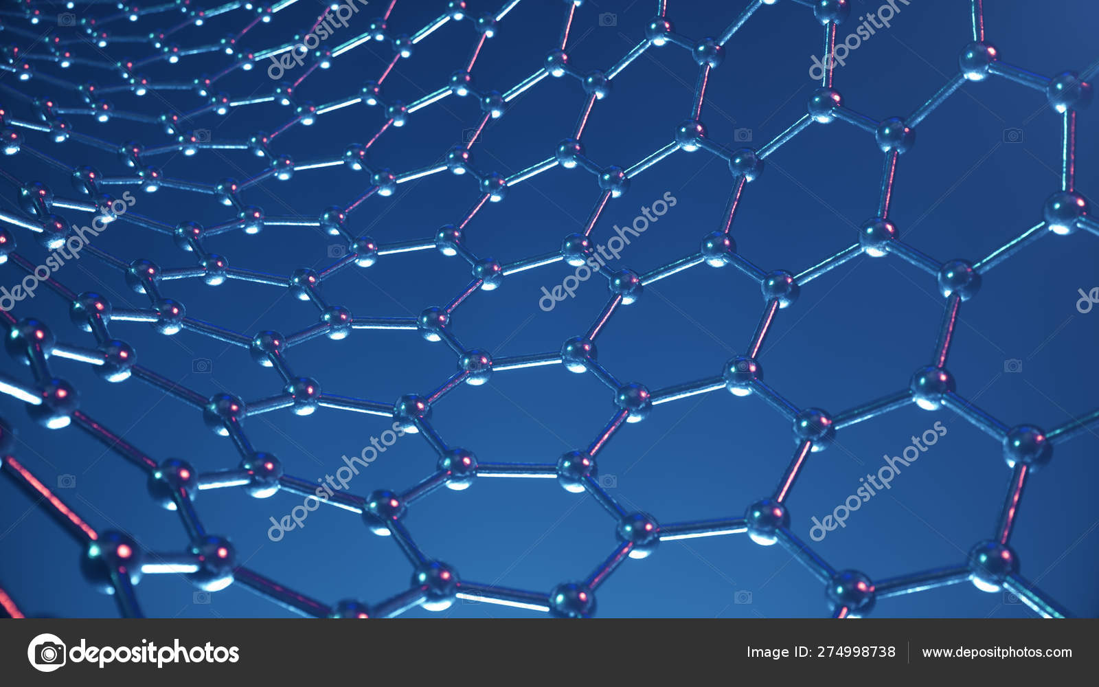 3d Illustration structure of the graphene tube, abstract nanotechnology ...