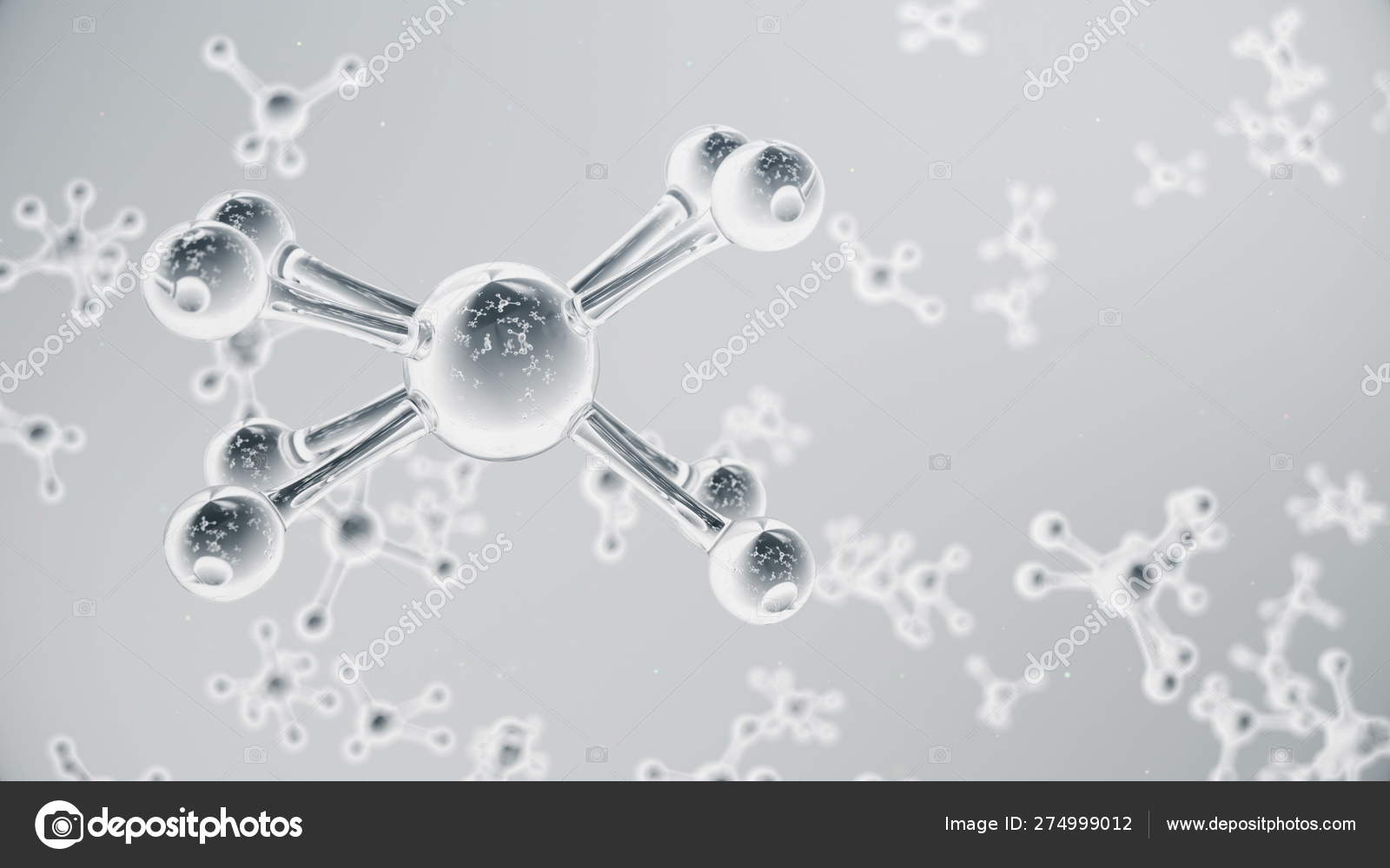 3D rendering molecule structure. Scientific medical background with ...