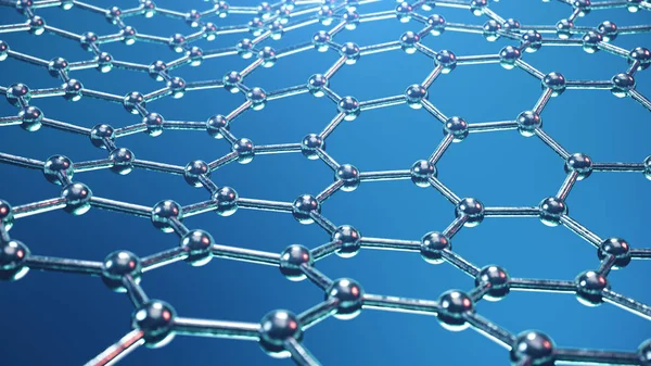 Graphene atomic structure, nanotechnology background. 3d illustration ...