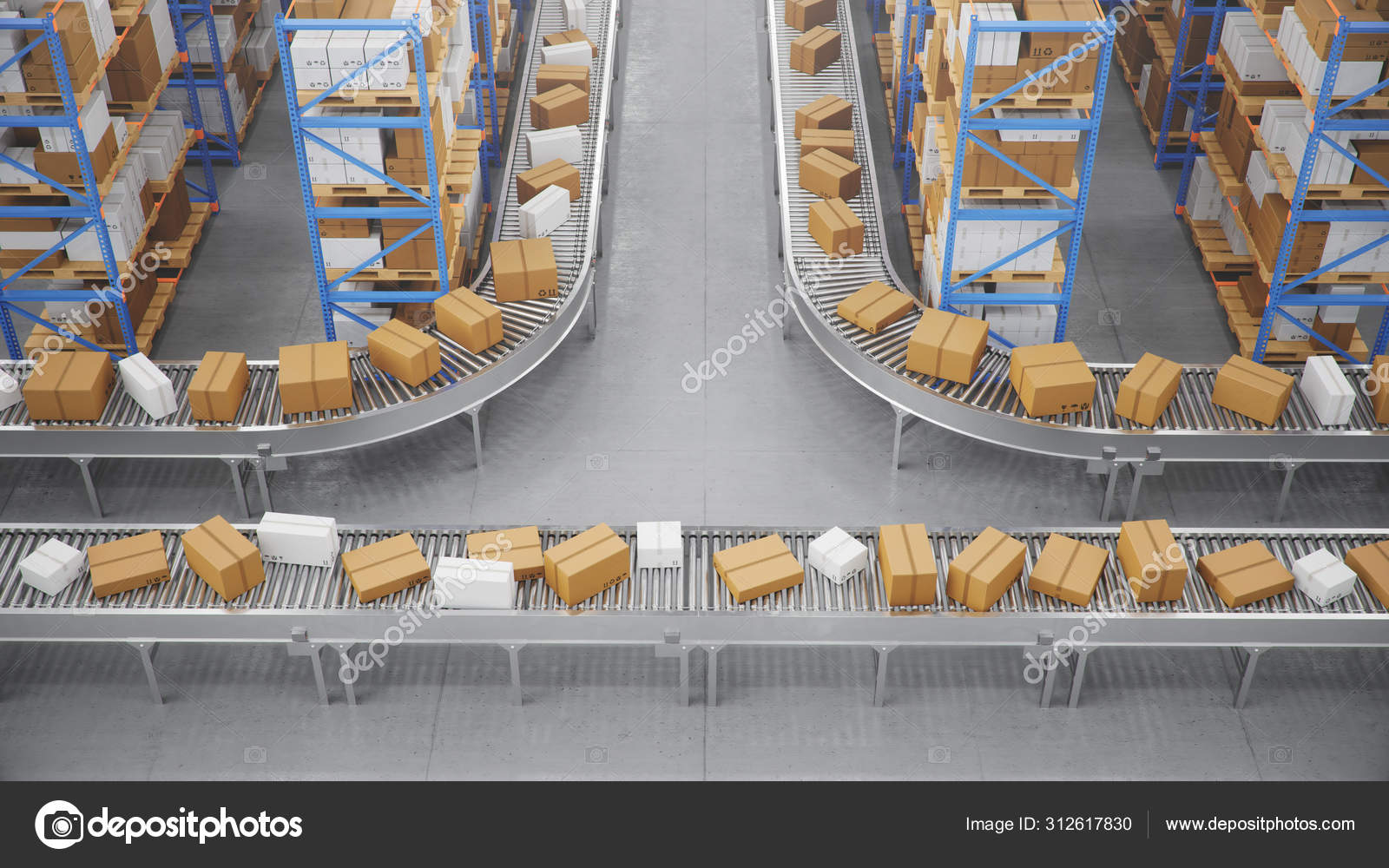 Packages delivery, parcels transportation system concept, cardbo ...