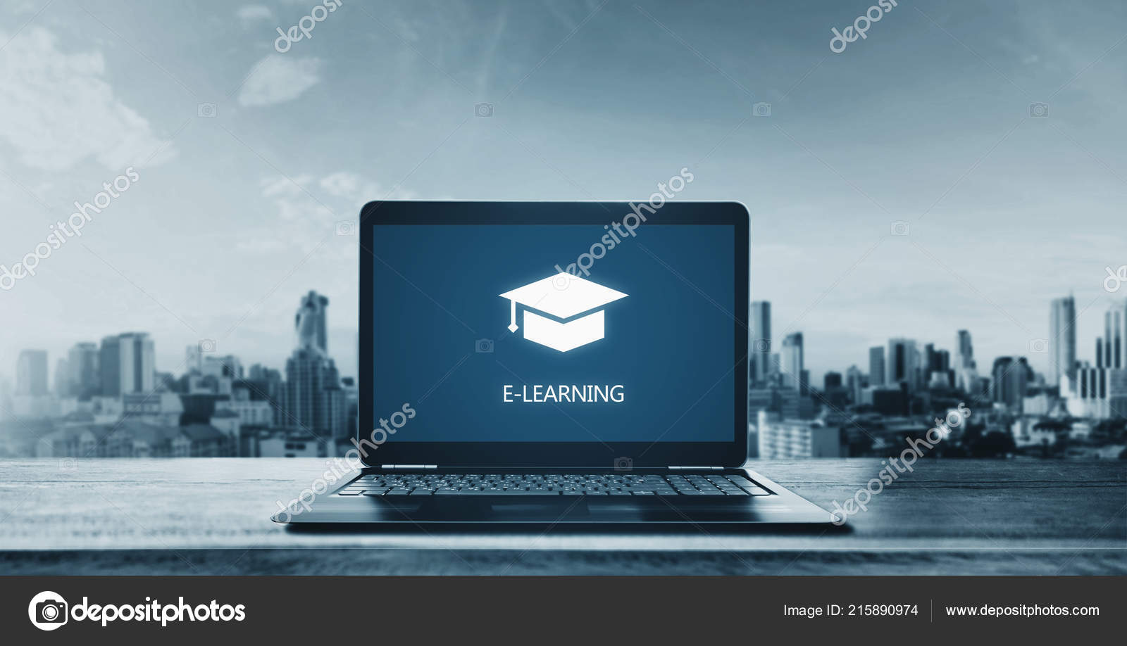 Learning Computer Laptop City Background Online Education Learning Book ...